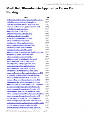 Fillable Online Mediclinic Bloemfontein Application Forms For Nursing