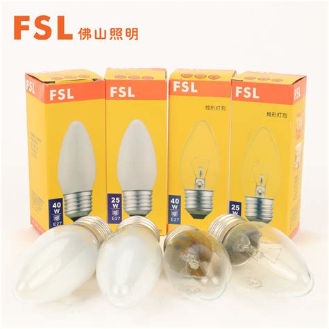 FSL佛山照明白炽灯泡钨丝烛形灯泡尖泡E27磨砂透明15W 25W40W批发 阿里巴巴