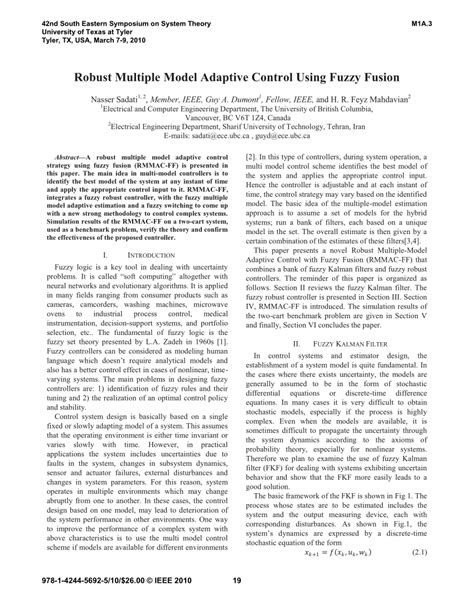 pdf robust multiple model adaptive control using fuzzy fusion