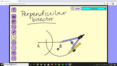 construct a perpendicular bisector to a line segment youtube