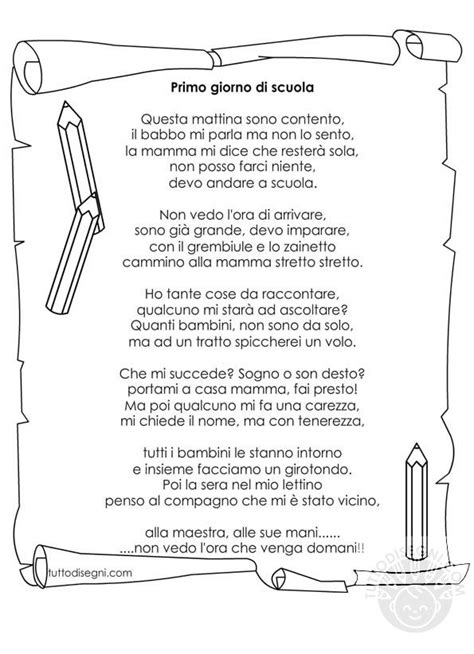 Filastrocca Primo Giorno Scuola 2 Scuola Filastrocche Filastrocche
