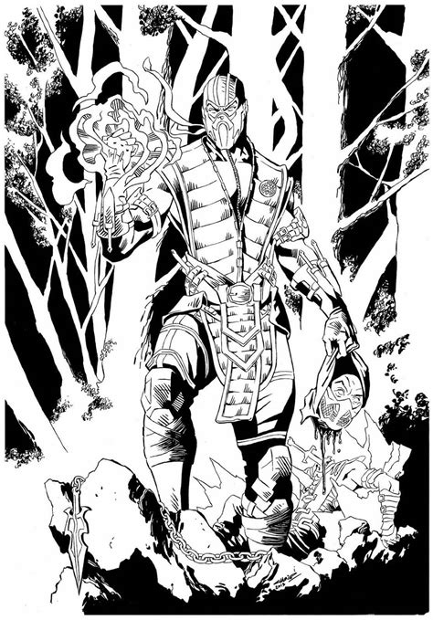 Scorpion Mortal Kombat Coloring Page Free Printable Coloring Pages