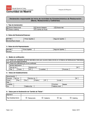 Fillable Online Avalmadrid Declaracin Responsable De Inicio De