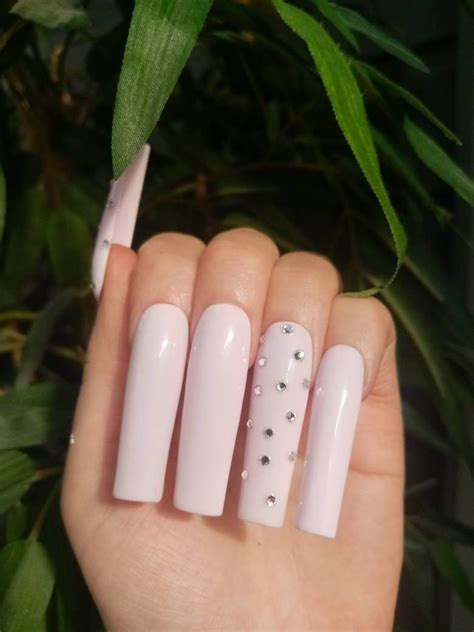 XXL Tapered Square Press On Nail Set Bling Accent Nails Baby Etsy
