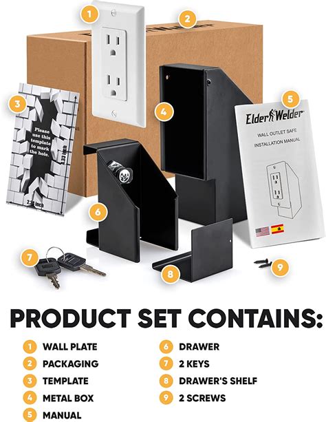 Elder Welder Hidden Wall Safe Outlet With Key Lock Electric Socket