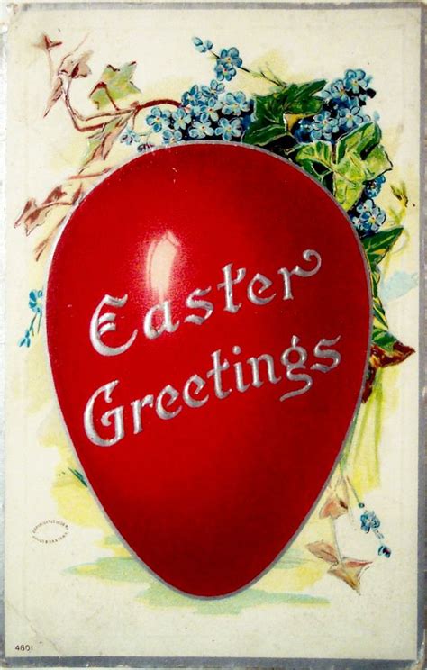 An Old Easter Card With The Words Easter Greetings On It