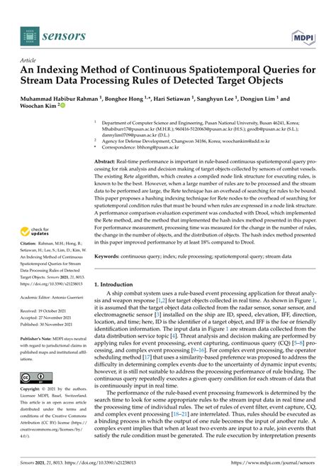 pdf an indexing method of continuous spatiotemporal queries for stream data processing rules