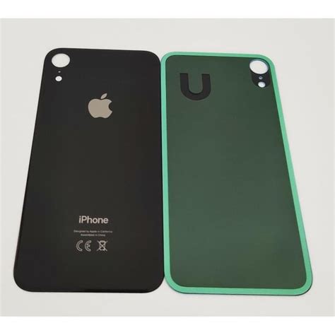 Vitre ecran arrière iPhone XR Couleur NOIR AVEC LOGO ET CE GRAND TROU