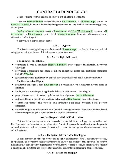 Contratto Di Noleggio Modello Onlyoffice