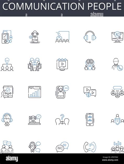 Communication People Line Icons Collection Correspondence