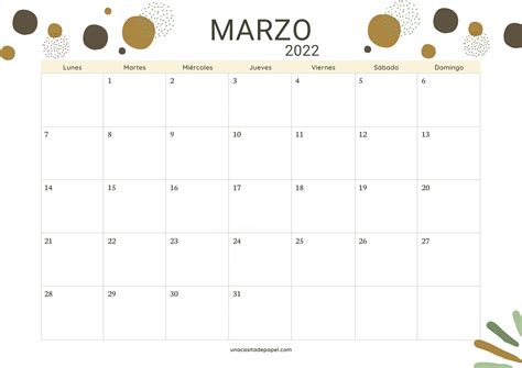 Calendario Marzo Para Imprimir