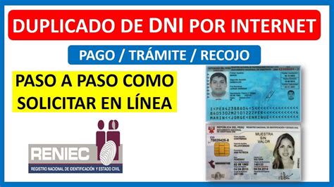 Duplicado de DNI por Internet Cómo tramitar Pago trámite y recojo