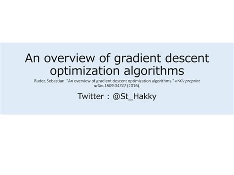 gradient descent optimization algorithms ppt