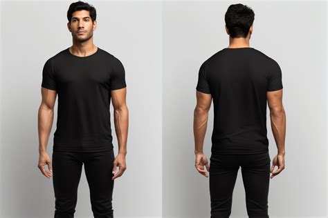 Men Wearing Black Tshirt Front Back Graphic By The Design Factory