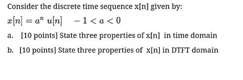 solved consider the discrete time sequence x[n] given by