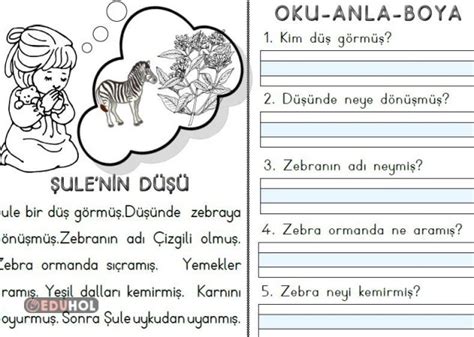 marka adı koşu Öğretmenler Günü 1 sınıf okuma anlama boyama bodur