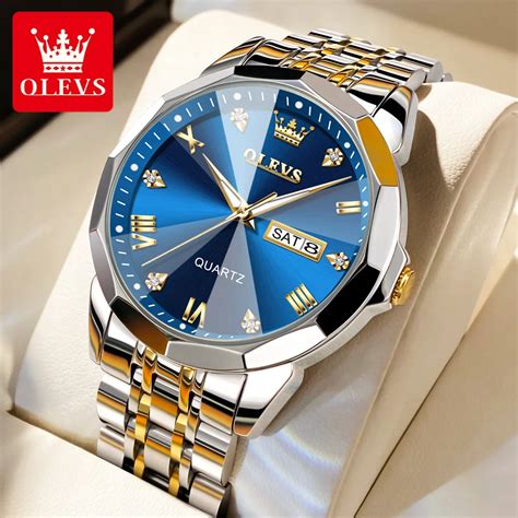 OLEVS Men S Watches Rhombus Mirror Original Quartz Watch For Man