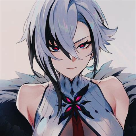 An Anime Character With Grey Hair And Red Eyes Wearing Angel Wings On