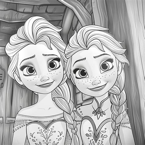 Elsa And Anna 03 From Frozen Coloring Page