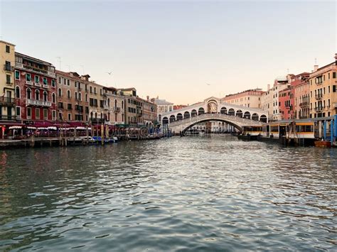 View Of Rialto Bridge Over Grand Canal In Venice Editorial Image