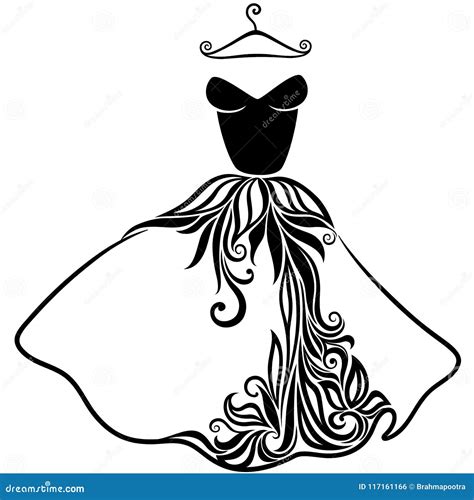 Silueta Elegante Del Vector Del Vestido Hermoso Aislado Ilustración del