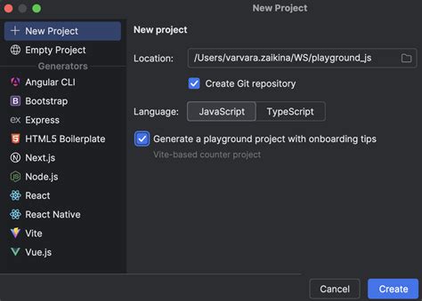 Creating Projects WebStorm Documentation