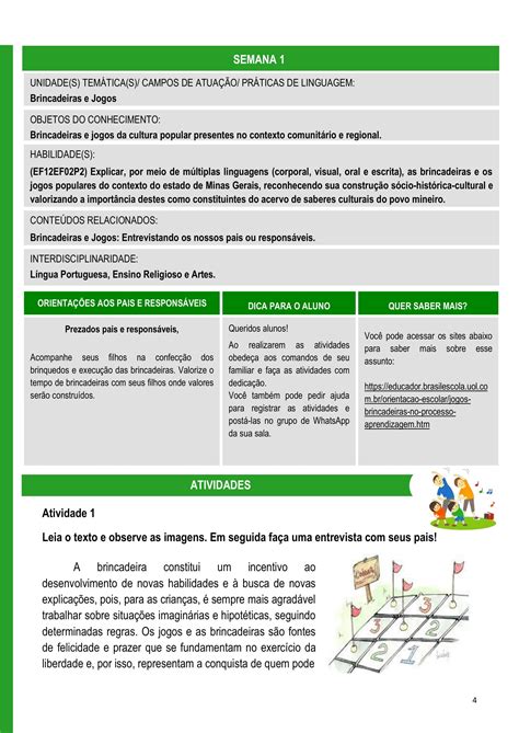 Ano Planos De Aulas Tutoradas Jogos E Brincadeiras Cuca Super