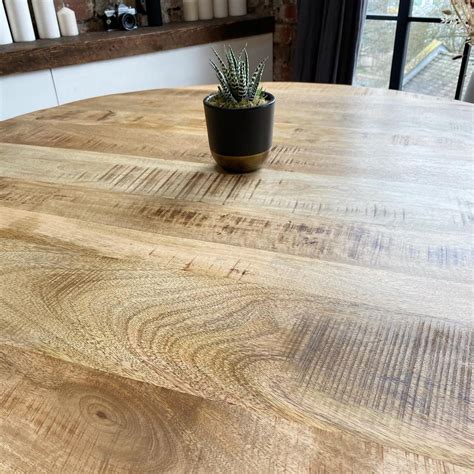 Ida Luxury Round Solid Mango Wood Industrial Dining Table With Etsy