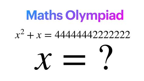 How To Solve This Quadratic Equation For X Math Olympiad Question