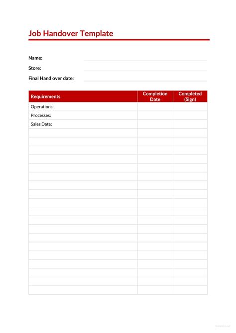 Job Handover Report Template In Microsoft Word Template Net