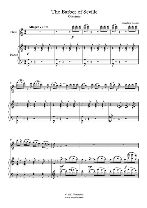 Partition Flûte Le Barbier de Séville Ouverture Rossini