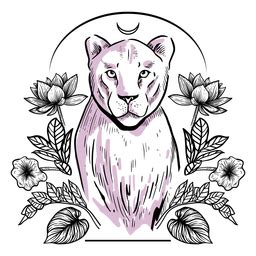 Diseño PNG Y SVG De Leona Línea Arte Mística Para Camisetas