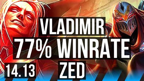 VLADIMIR Vs ZED MID 77 Winrate 8 Solo Kills BR Grandmaster 14