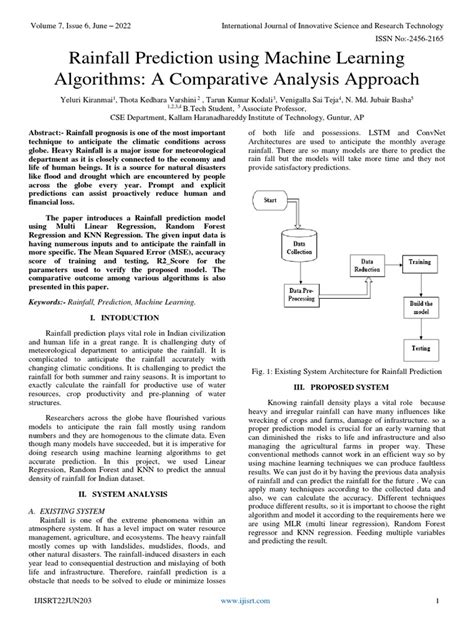 rainfall prediction using machine learning algorithms a comparative analysis approach pdf