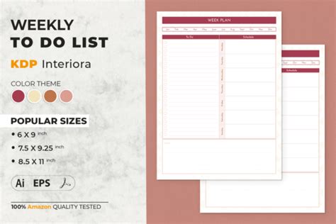 Weekly To Do List KDP Interior Graphic By JUNDI Creative Fabrica