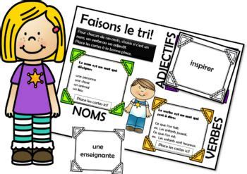 Tri des noms adjectifs et verbes LÉCOLE French class Teaching