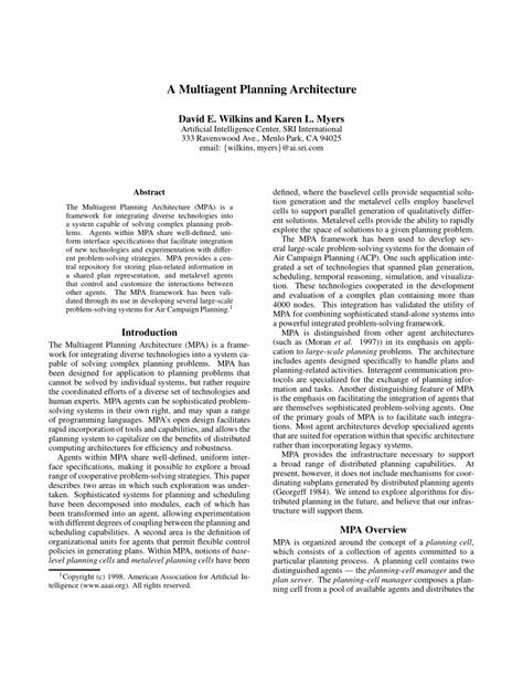 pdf a multiagent planning architecture