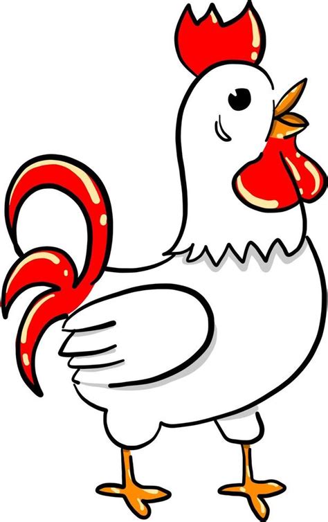 White Cock Illustration Vector On White Background 13510465 Vector Art At Vecteezy