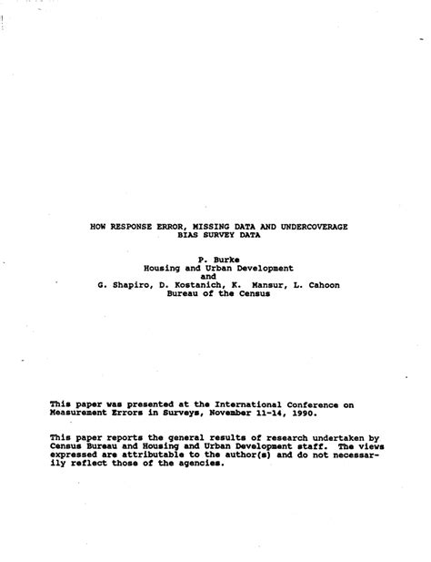pdf how response error missing data and undercoverage bias survey data
