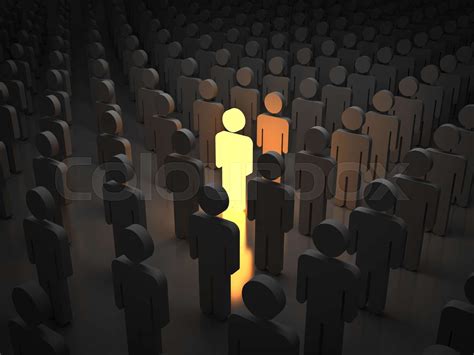 Stand Out From The Crowd And Different Concept One Light Man Standing