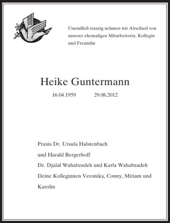 Alle Traueranzeigen für Heike Guntermann trauer rp online de