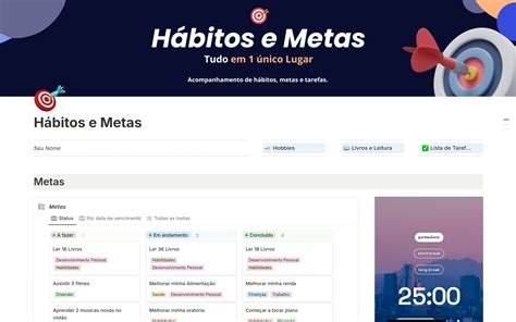 Galeria de modelos do Notion Hábitos e Metas