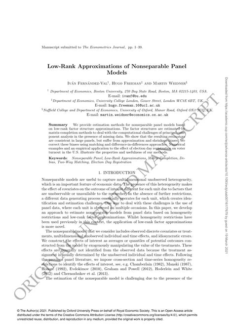 pdf low rank approximations of nonseparable panel models