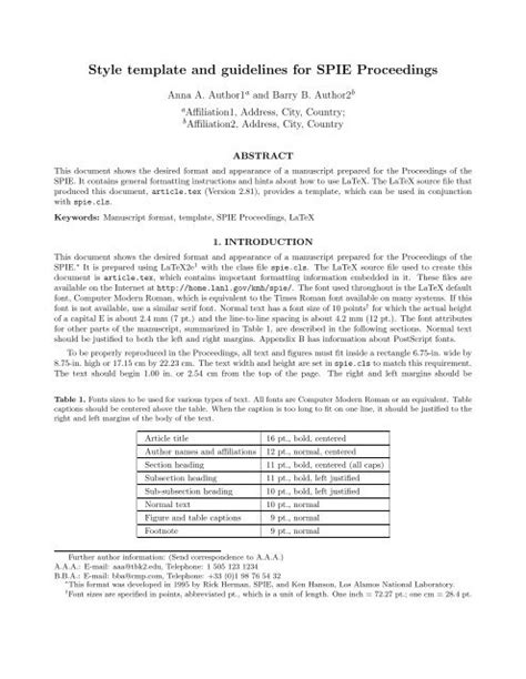 style template and guidelines for spie proceedings kenneth