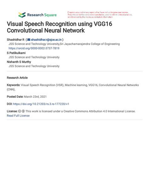 pdf visual speech recognition using vgg16 convolutional neural pdfslide