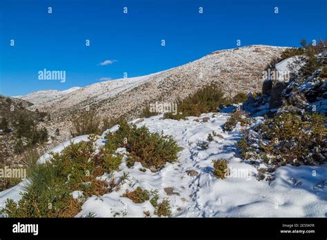 Winter Landscape With Snow In Mountains Of Serra Do Geres Natural Park
