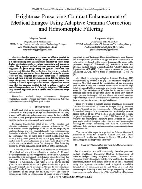 brightness preserving contrast enhancement of medical images using adaptive gamma correction and
