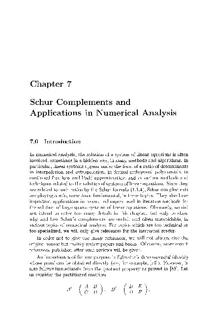 pdf schur complements and applications in numerical analysis claude brezinski
