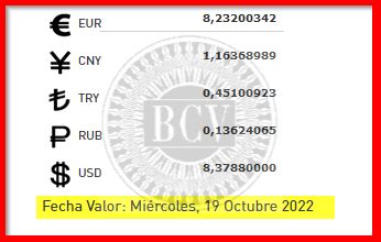 BCV Tipo De Cambio Oficial Referencial Y Para Transacciones Del