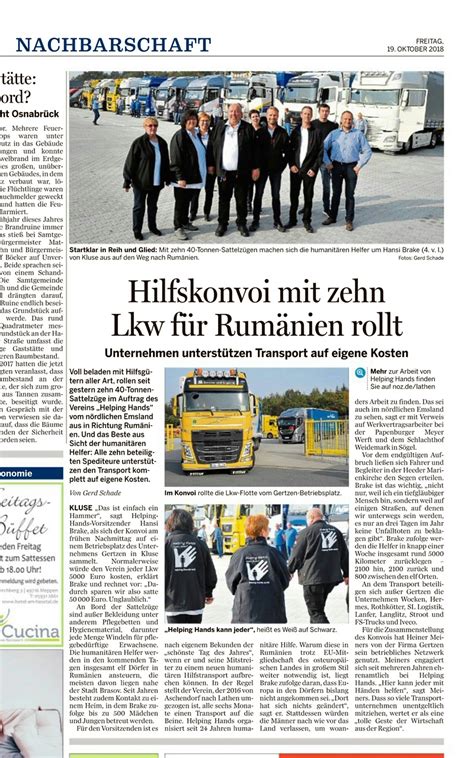 Hilfskonvoi Mit Zehn Lkw F R Rum Nien Rollt Wocken Spedition